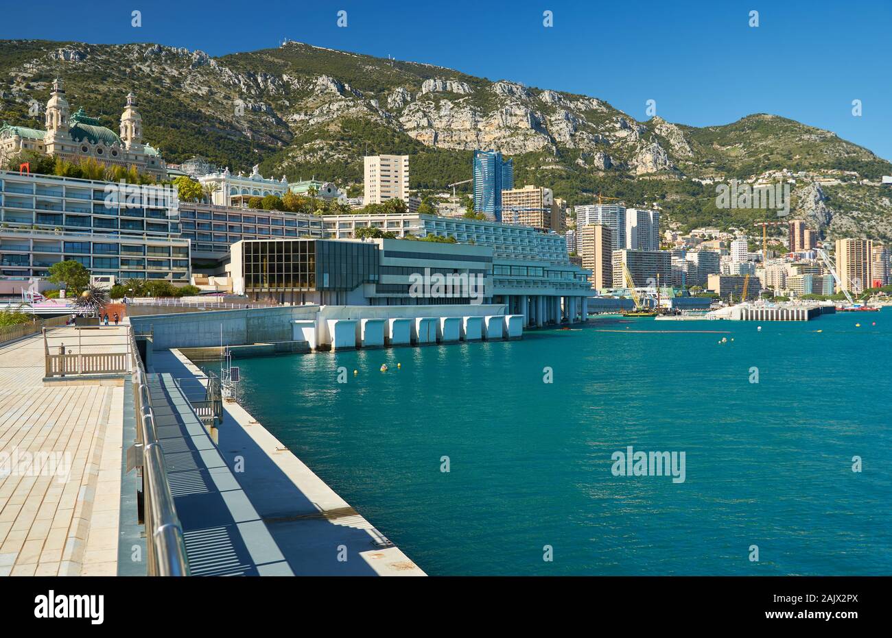 Monaco - April 05, 2019: View of sea shore in Monaco Stock Photo - Alamy