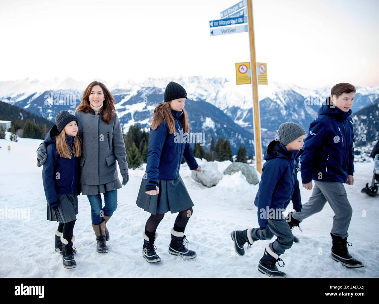 Verbier, Switzerland. 06th Jan, 2020. Crown Princess Mary, Prince ...