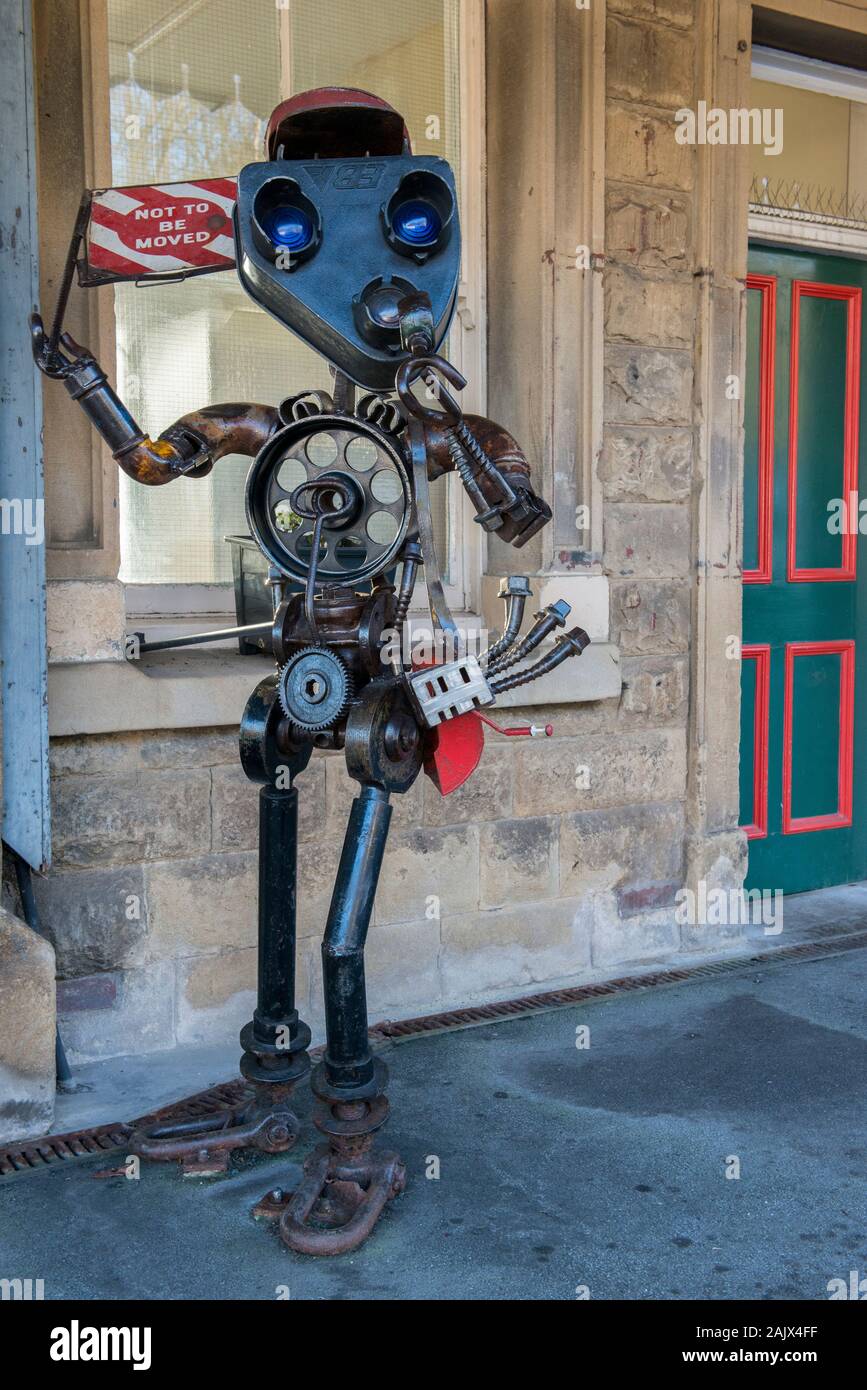 A sculpture on the platform of Buxton Railway Station, named Joe in ...