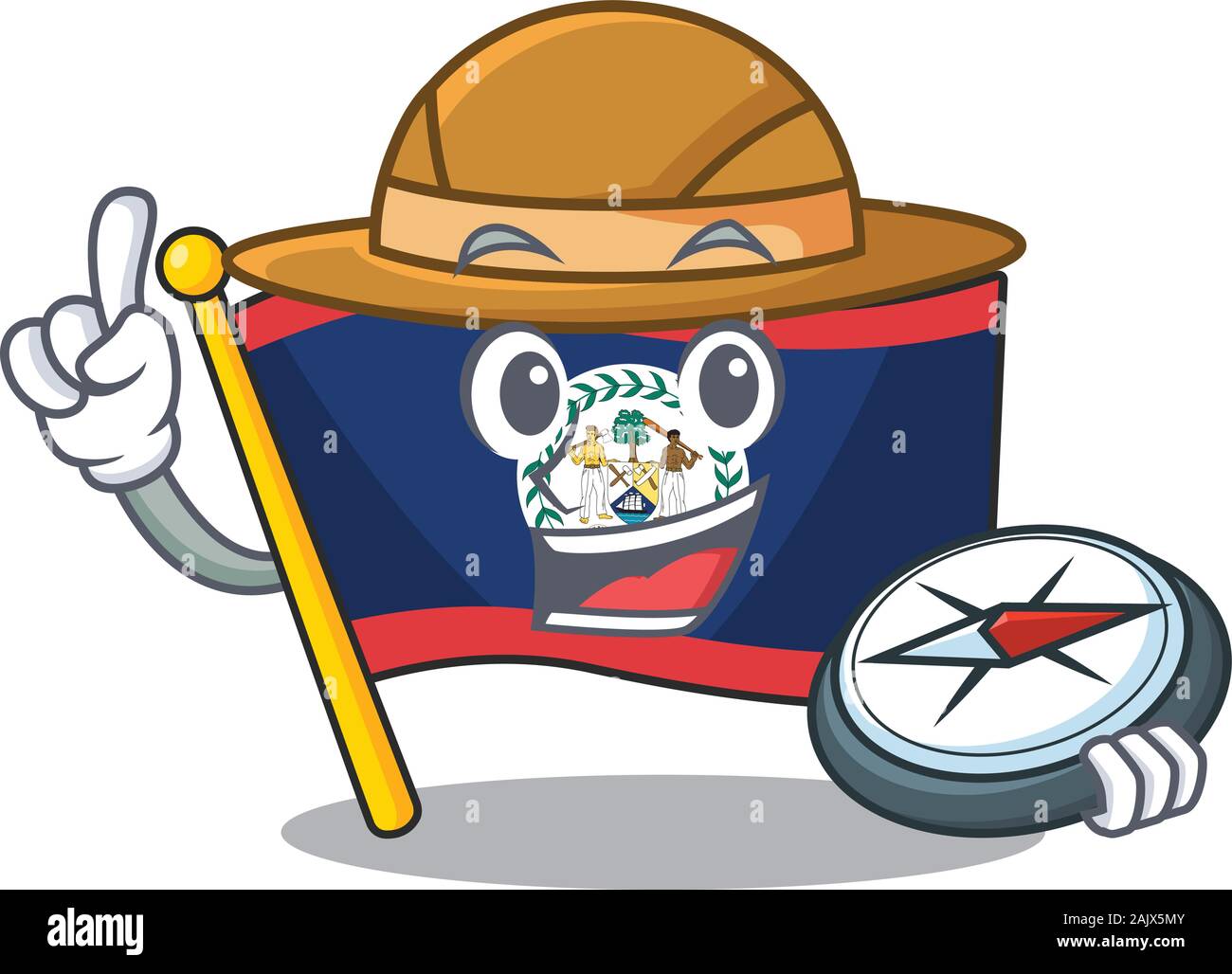 Flag belize stylized Explorer having a compass Stock Vector Image & Art ...