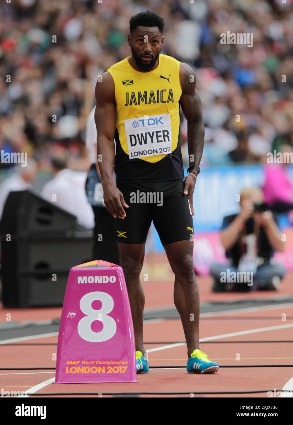 Rasheed Dwyer (Jamaique) during the 2nd Men's 200m Series of the IAAF World Championships in ...