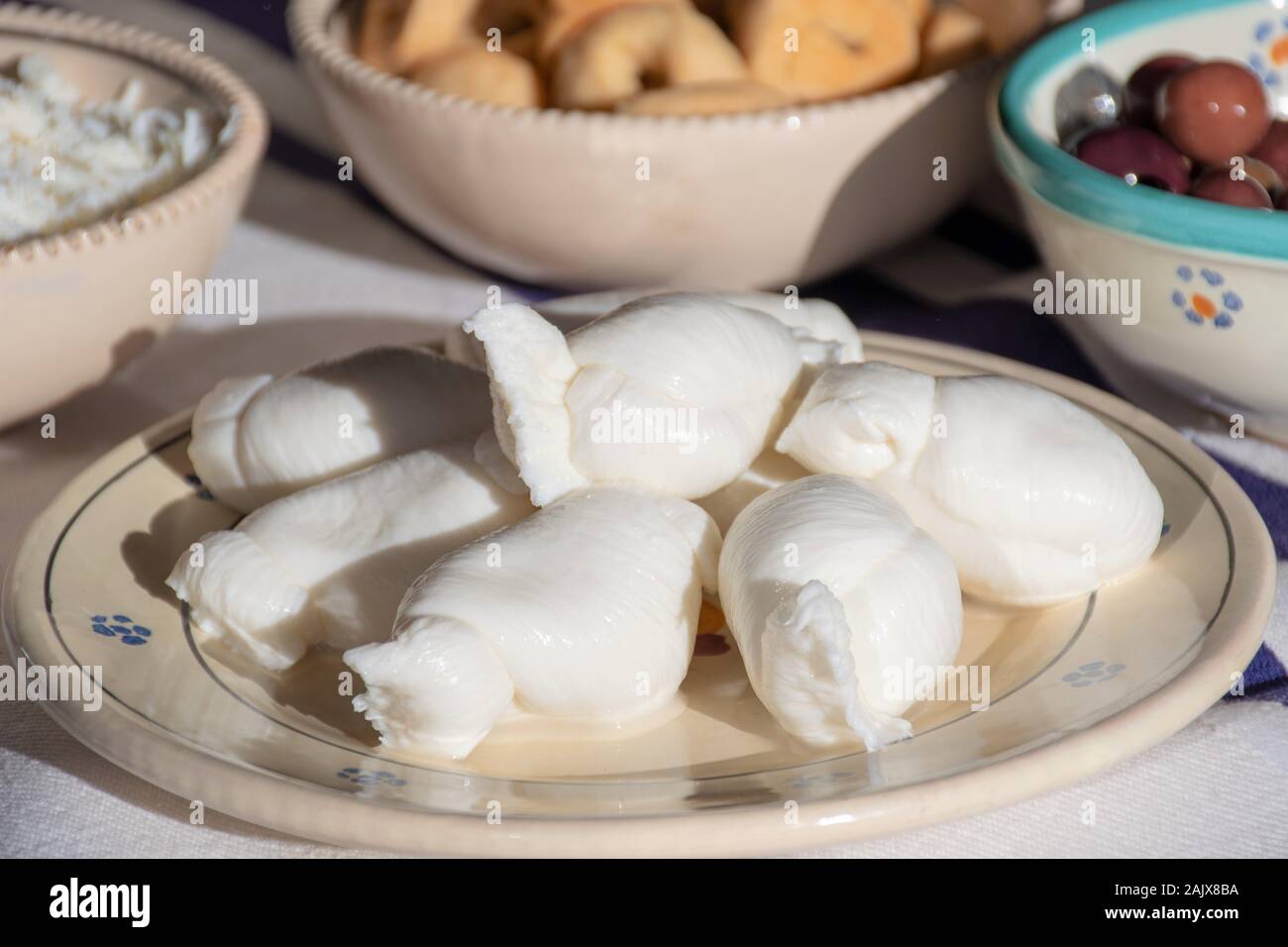 Fresh Mozzarella, traditionally southern Italian cheese made from ...