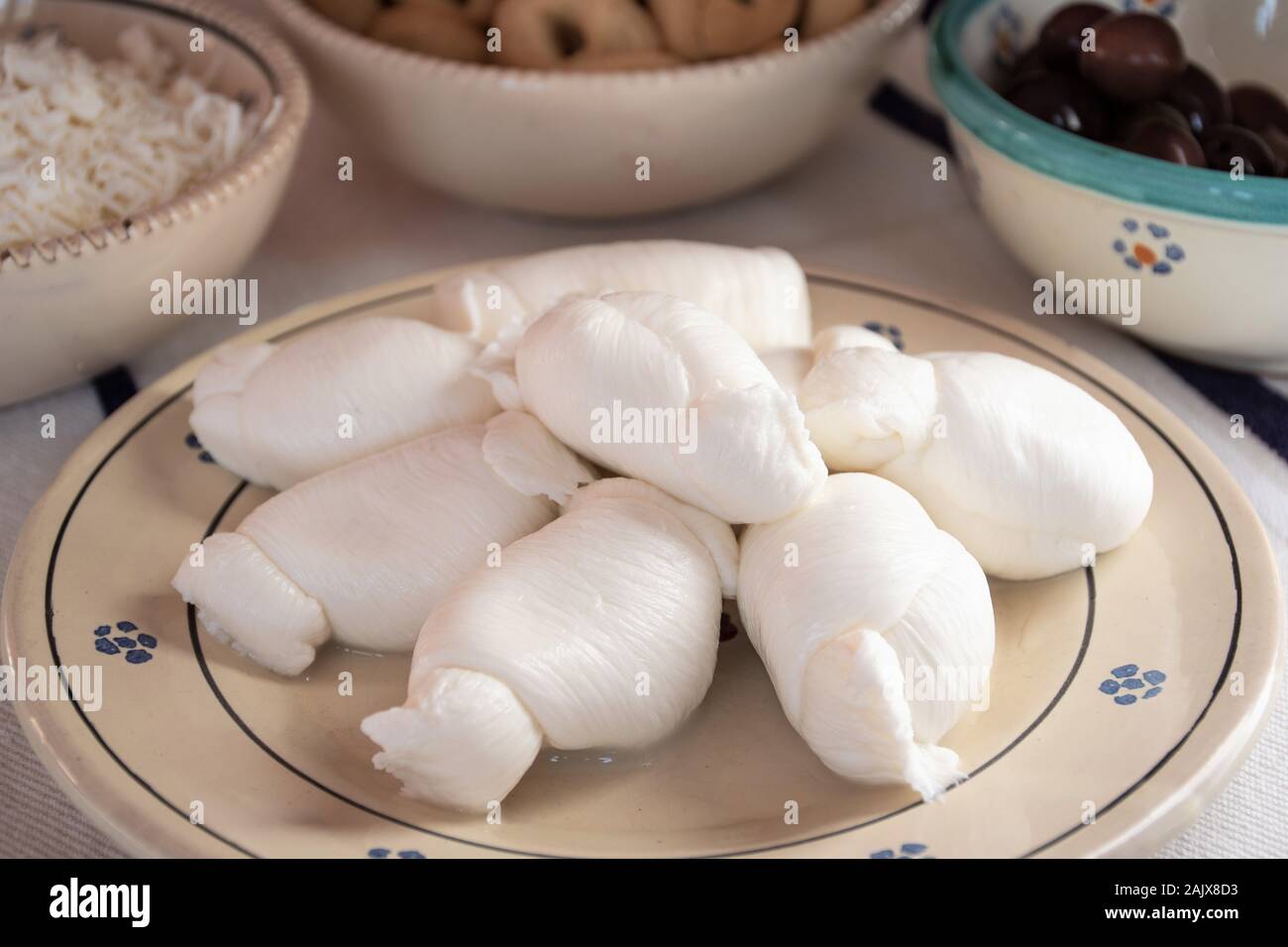 Fresh Mozzarella, traditionally southern Italian cheese made from ...