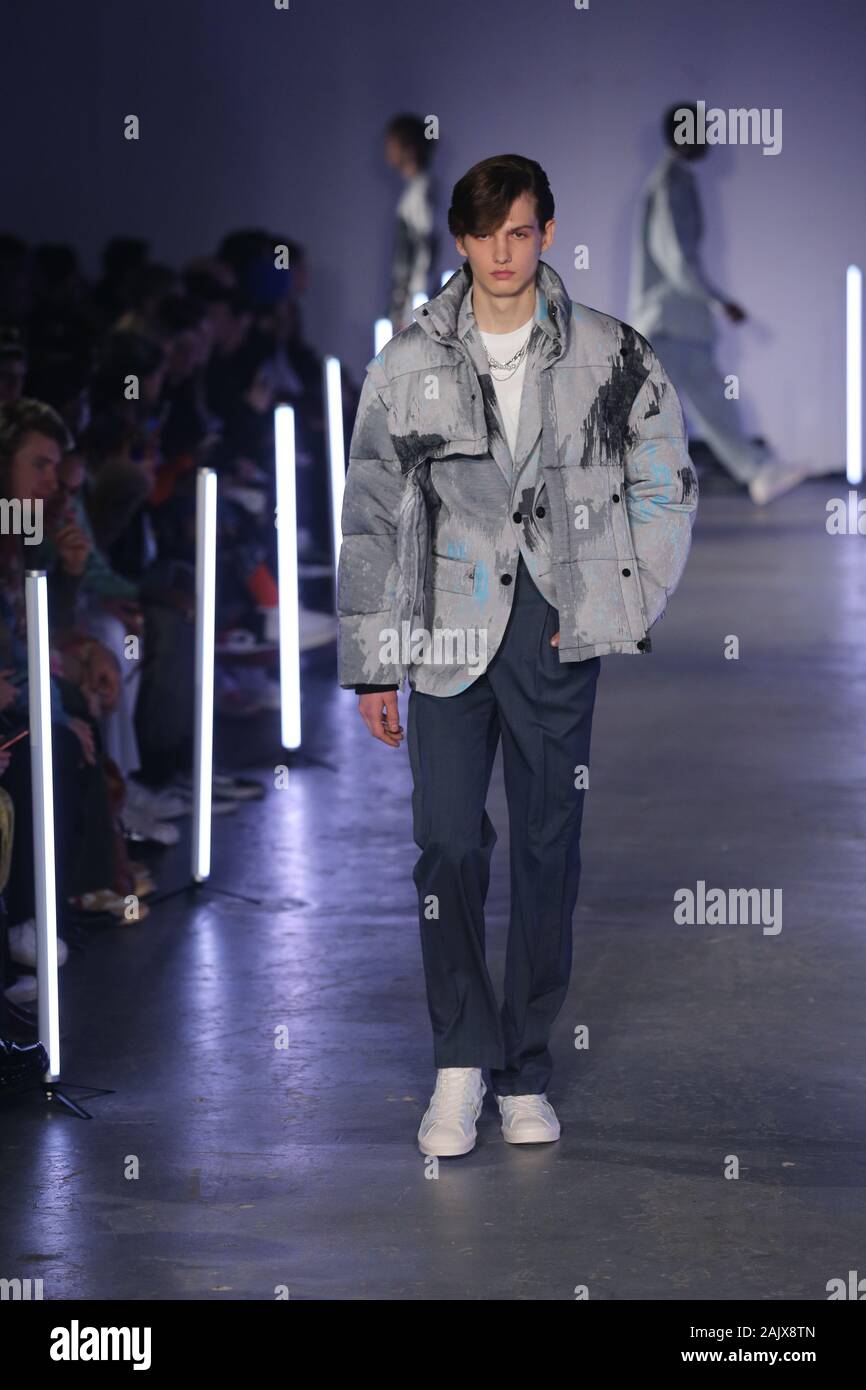 Models on the catwalk of Feng Chen Wang London Fashion Week Men's AW20 ...
