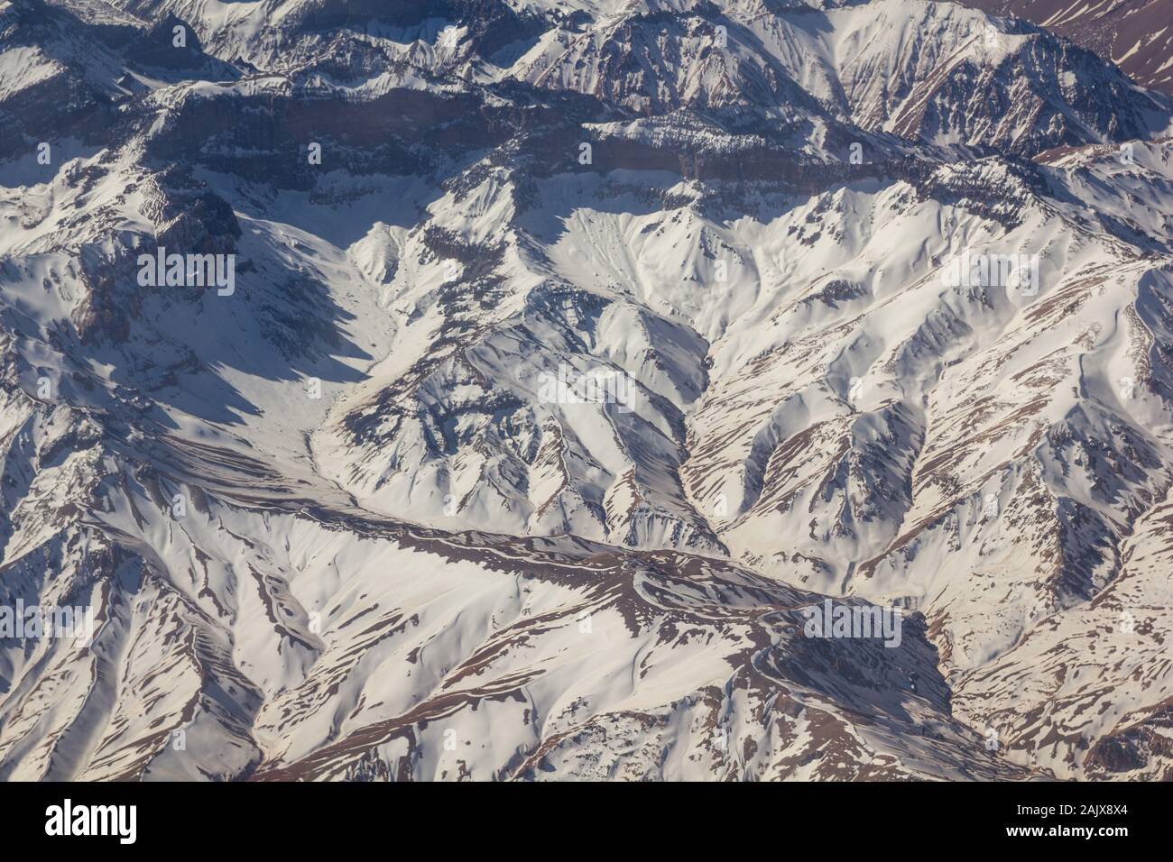 Andean mountains. Aerial photo. Range of the Andes between Argentina ...