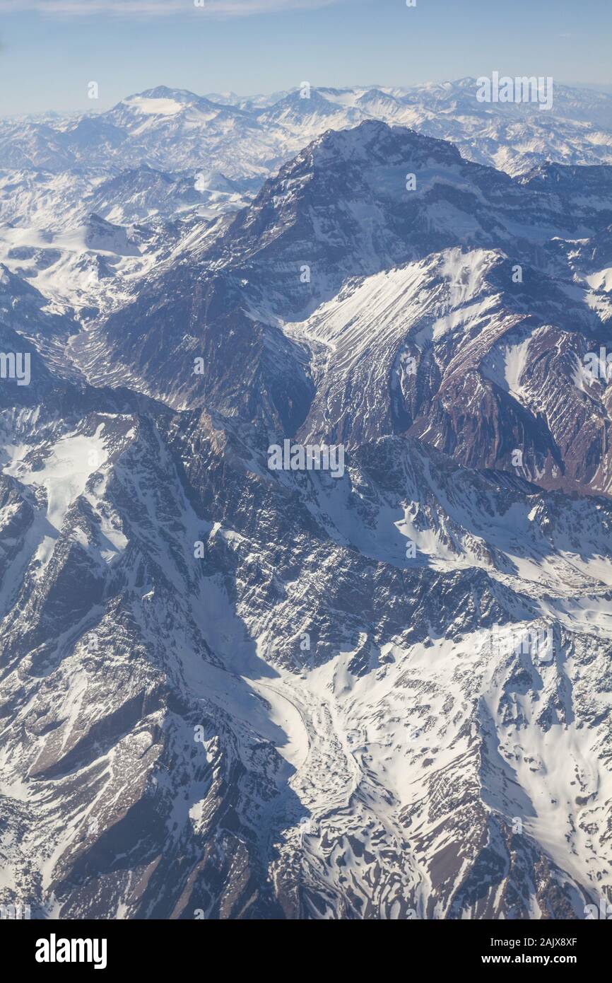 Mount Aconcagua in Mendoza, Andes Mountain Range, border between ...
