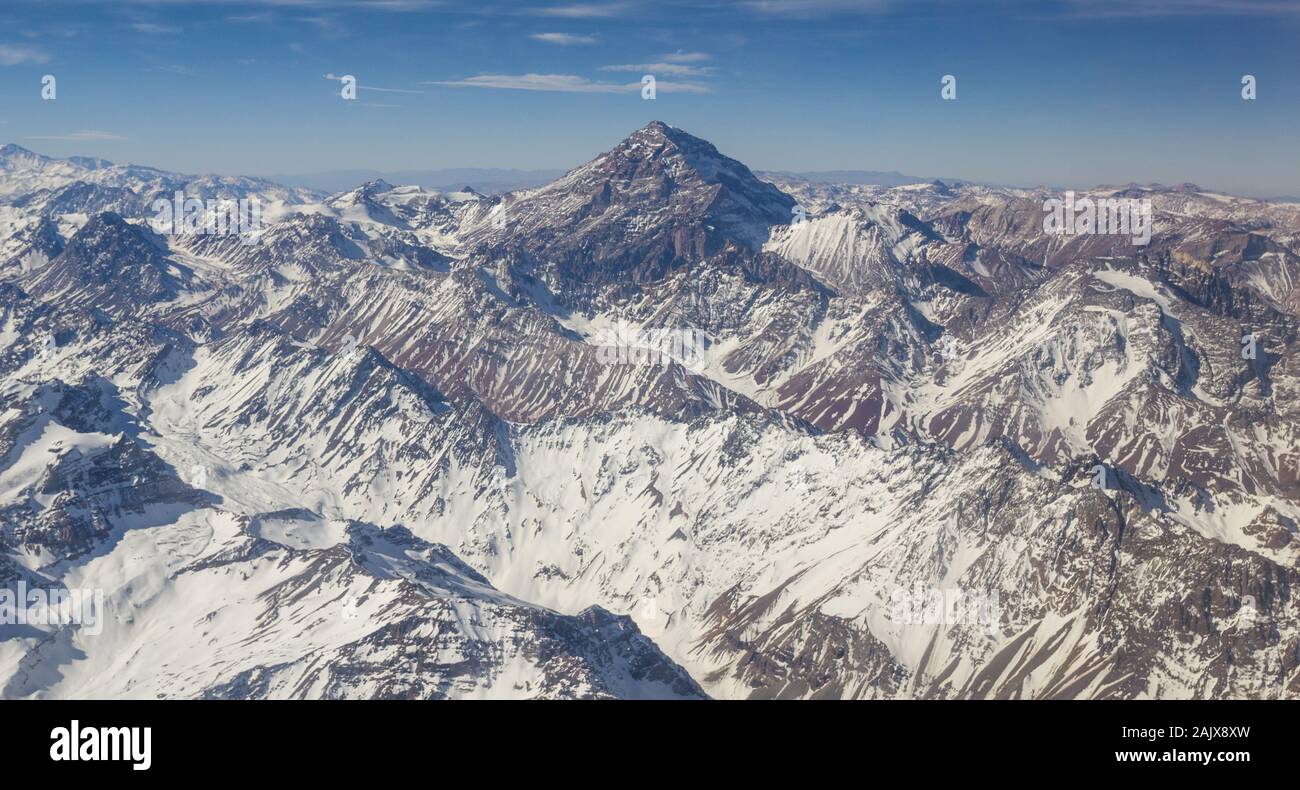 Mount Aconcagua in Mendoza, Andes Mountain Range, border between ...