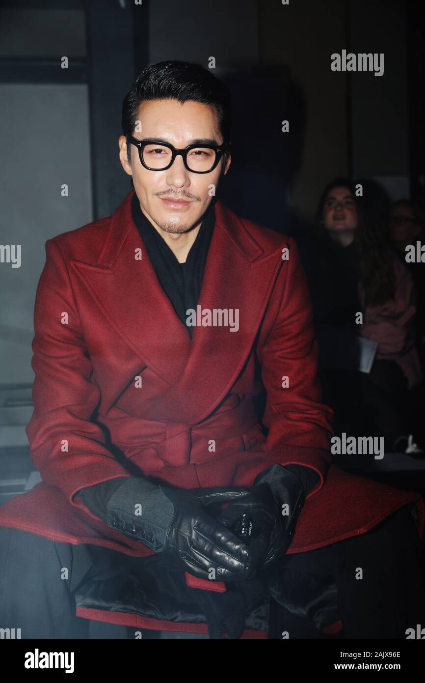 Chinese actor Hu Bing on the front row of Feng Chen Wang London Fashion ...