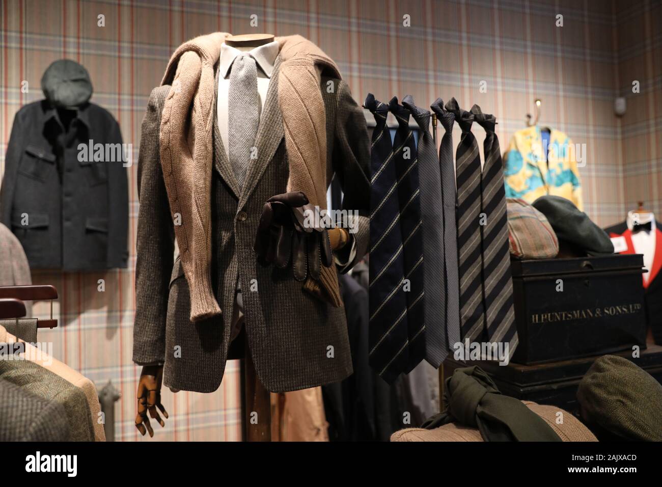 Clothes on display at the presentation of The Huntsman Archive ...