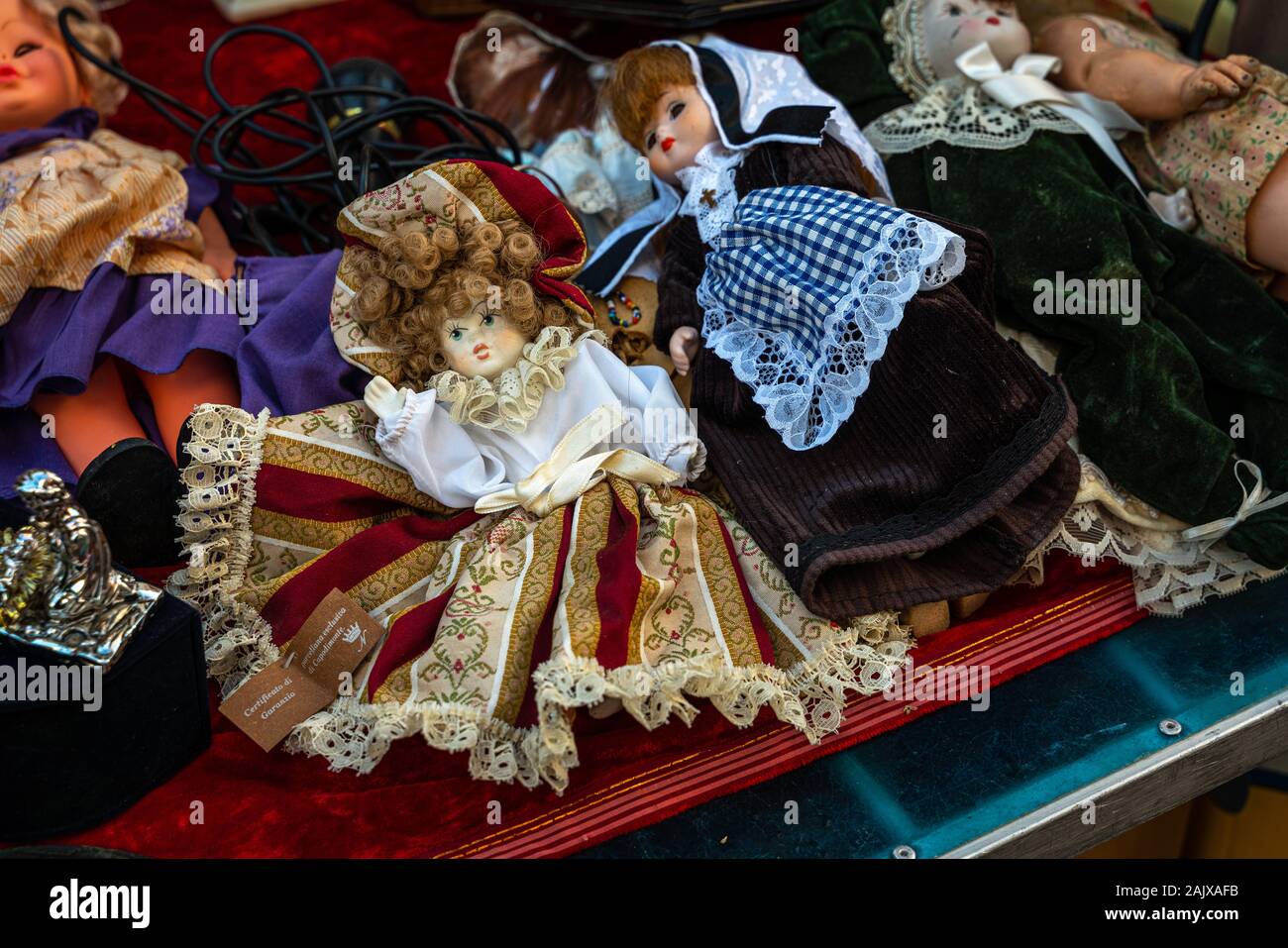 two dolls in flea market Stock Photo - Alamy