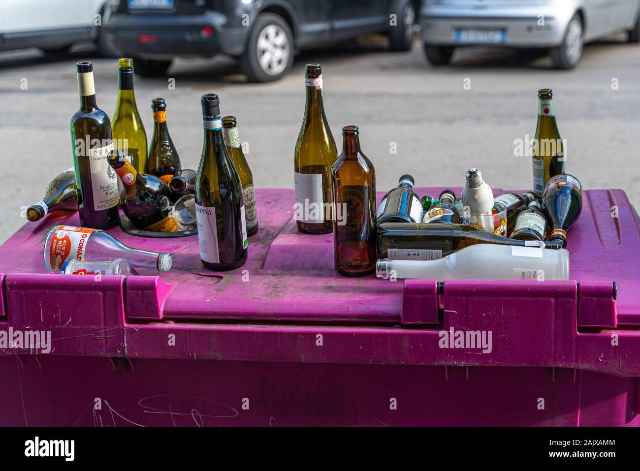 Alcohol bottles trash hi-res stock photography and images - Alamy
