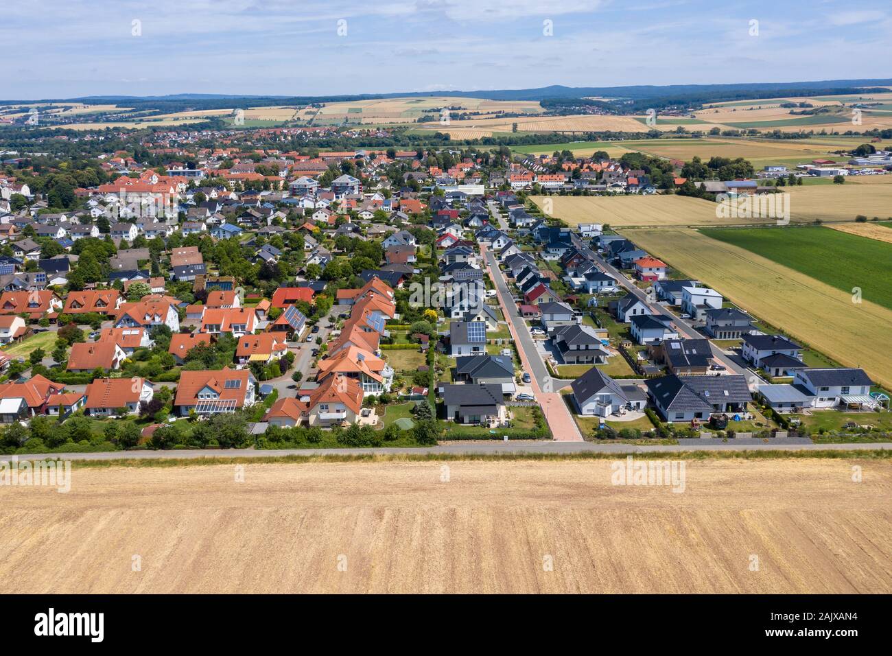 aerial view of german settlement with detached houses Stock Photo - Alamy