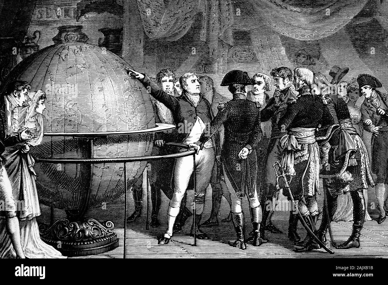 The first Consul and Mr. Fox visiting the Louvre museum. Antique ...