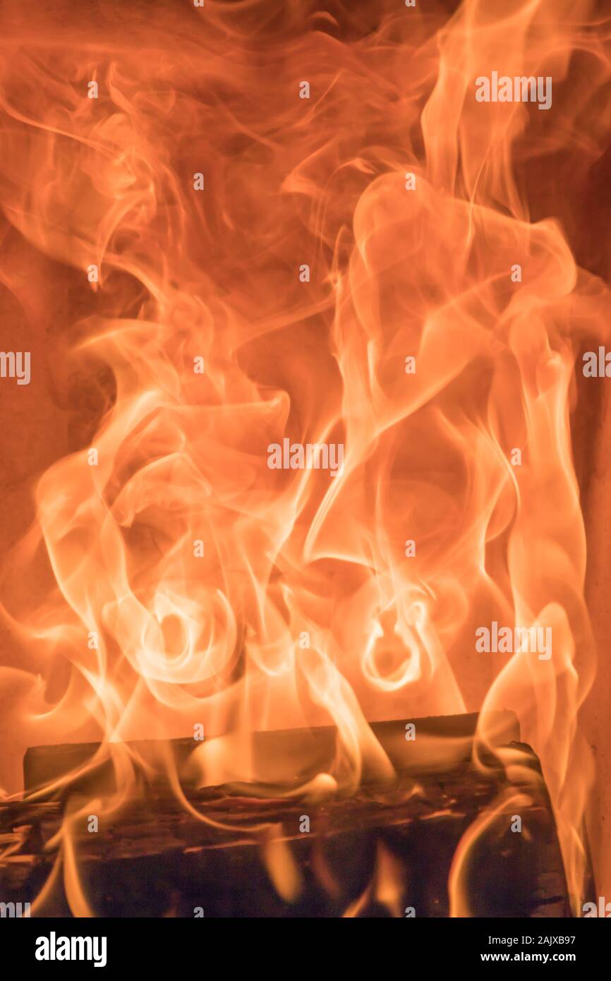 texture of fire in a wood stove Stock Photo - Alamy