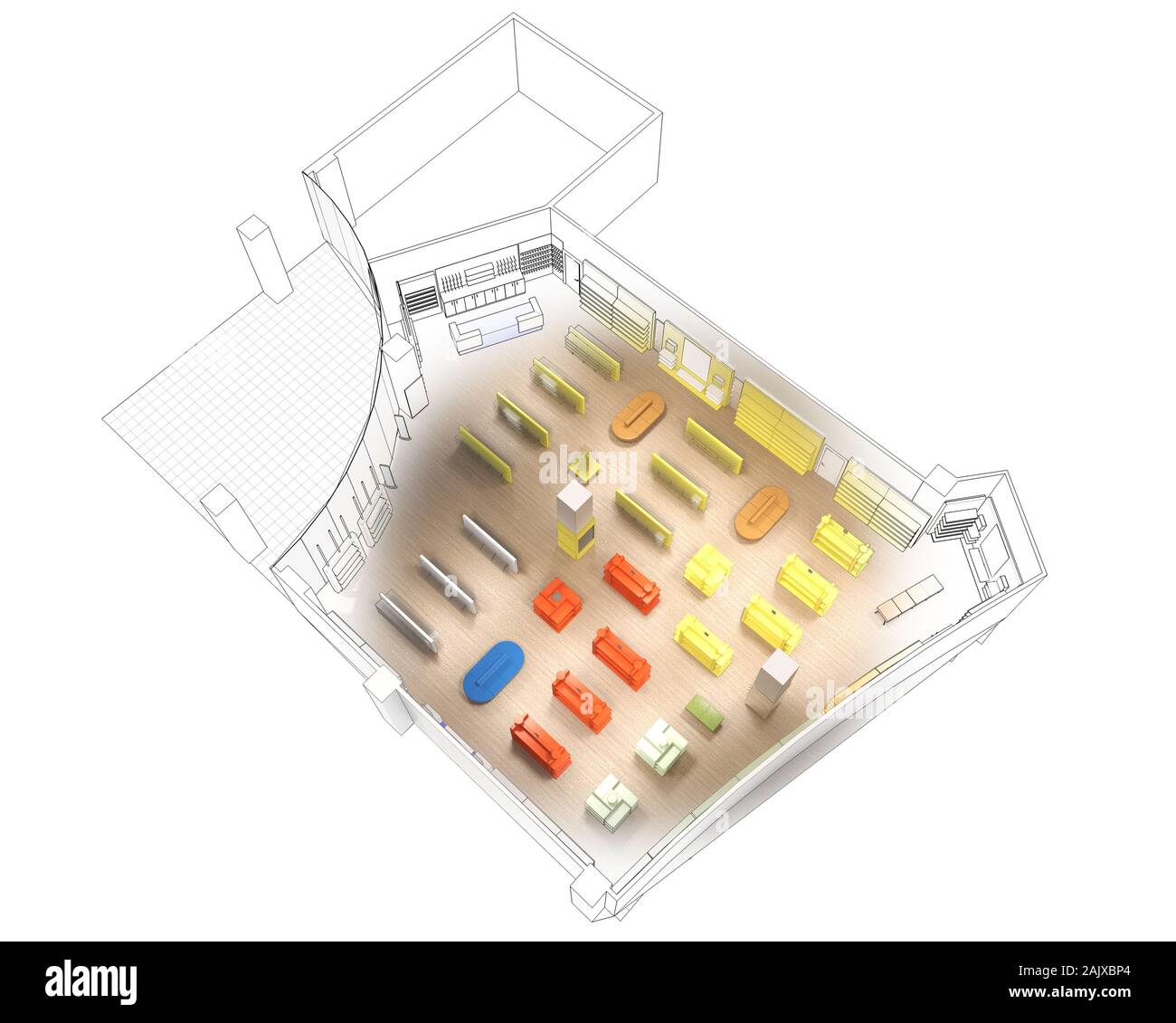 shopping mall, interior visualization, 3D illustration Stock Photo - Alamy