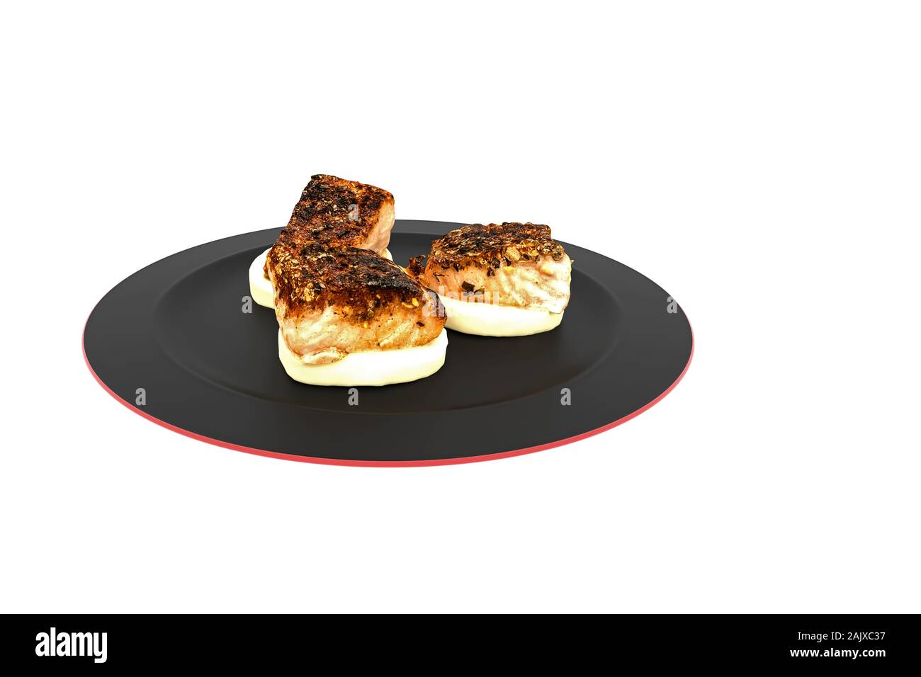 3d render of food in plate Stock Photo - Alamy