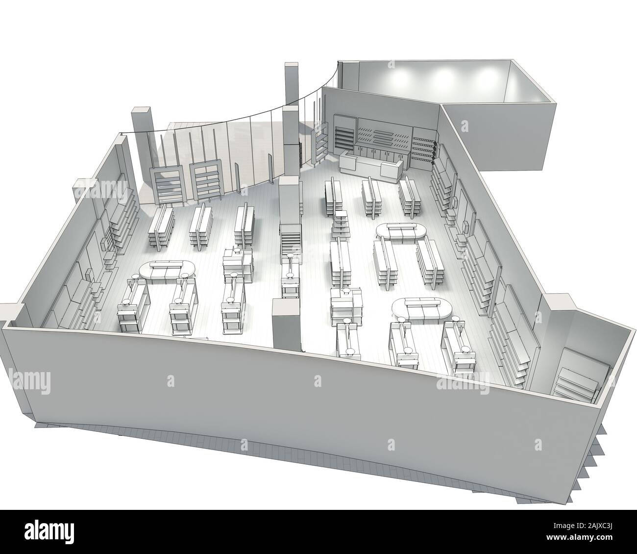 shopping mall, interior visualization, 3D illustration Stock Photo - Alamy