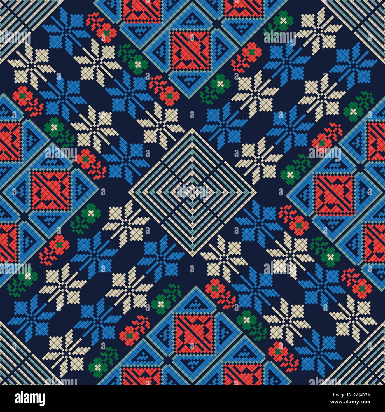 Seamless pattern design with traditional Palestinian embroidery motif ...