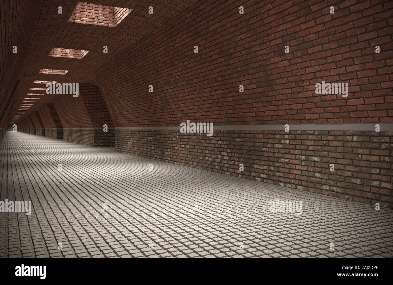 long corridor, interior visualization, 3D illustration Stock Photo - Alamy