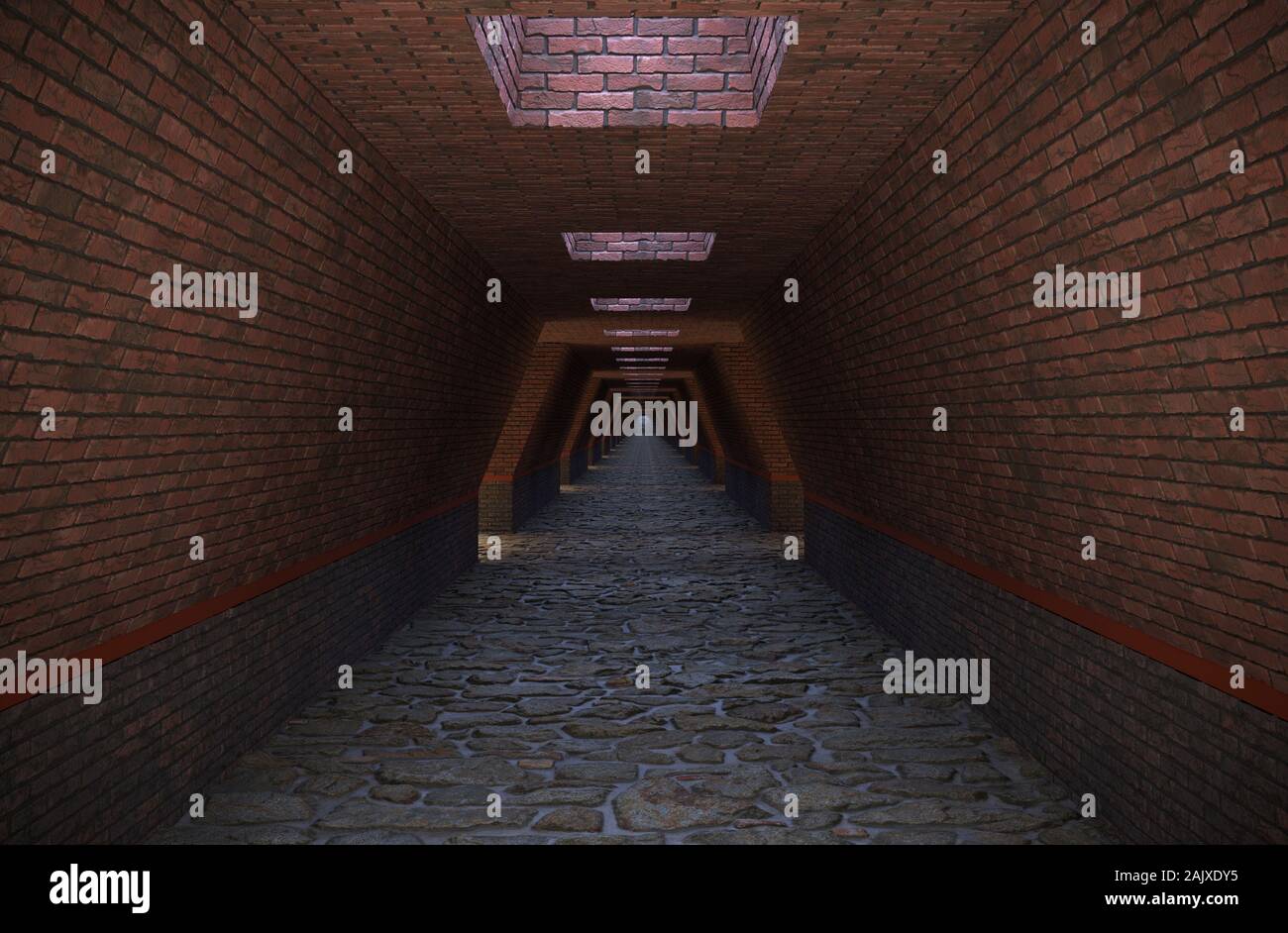 long corridor, interior visualization, 3D illustration Stock Photo - Alamy