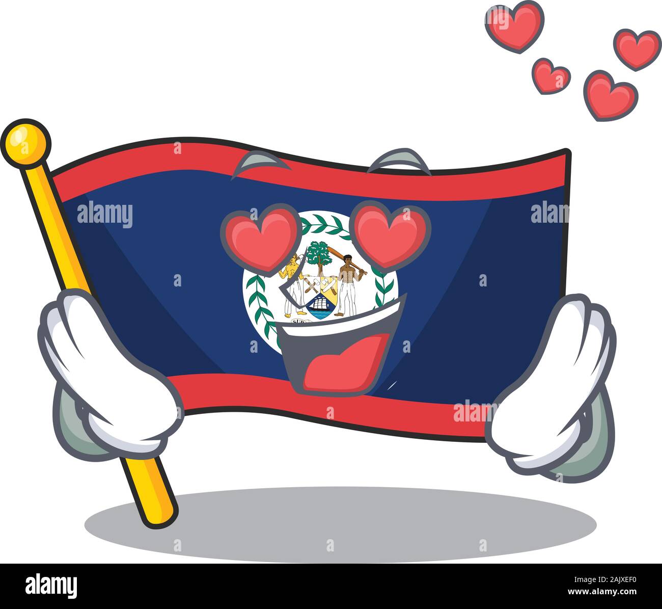 falling in love cute flag belize cartoon character design Stock Vector ...