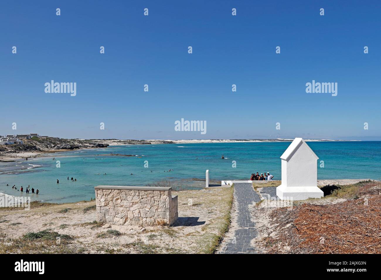 People enjoying a day at the beach at Arniston, Overberg, Western Cape ...