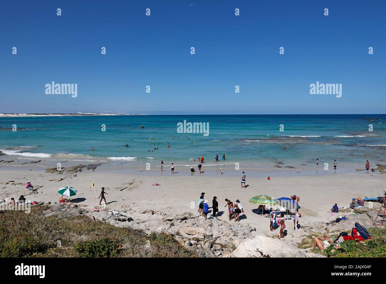 People enjoying a day at the beach at Arniston, Overberg, Western Cape ...