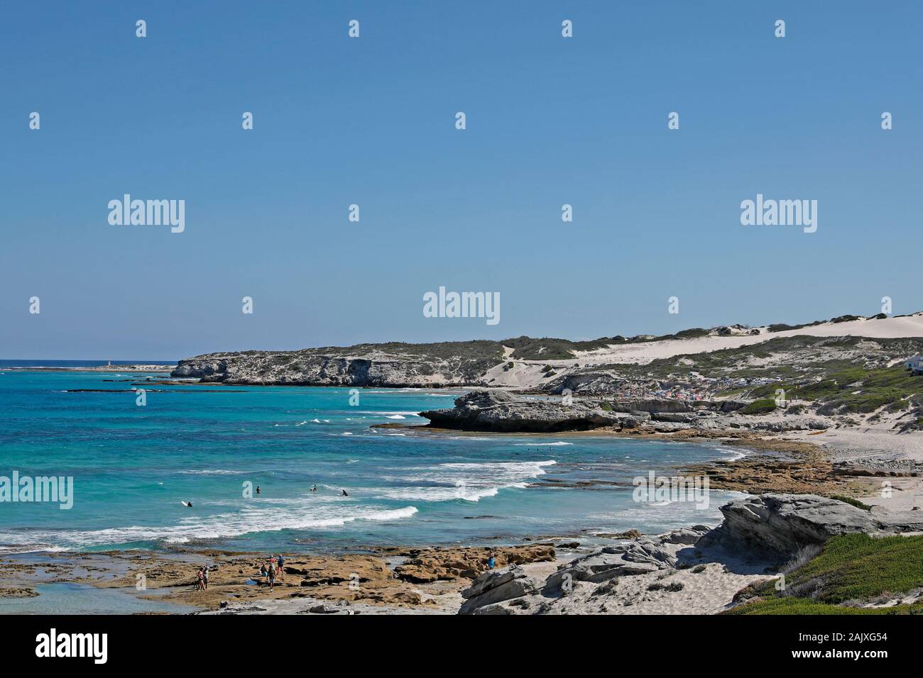 People enjoying a day at the beach at Arniston, Overberg, Western Cape ...