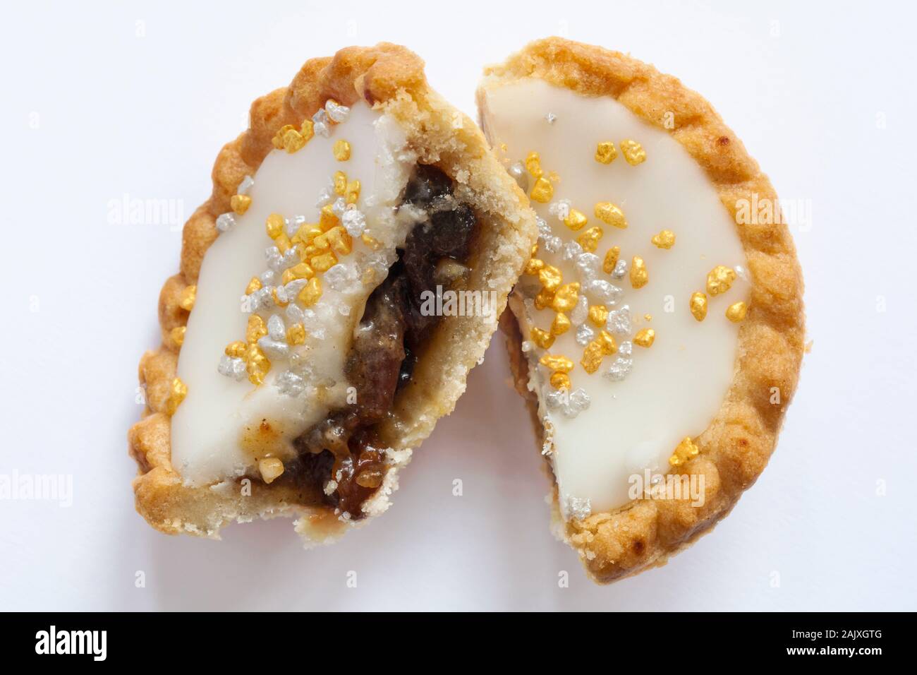 Mr Kipling iced top mince pie cut in half exceedingly good cakes ...