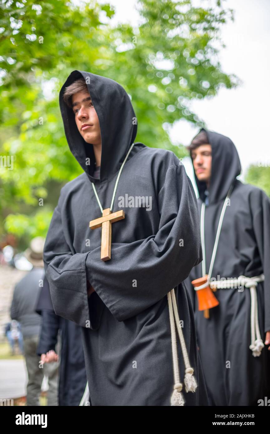 Vouzela / Portugal - 07 07 2019 : View of actor dressed in medieval ...