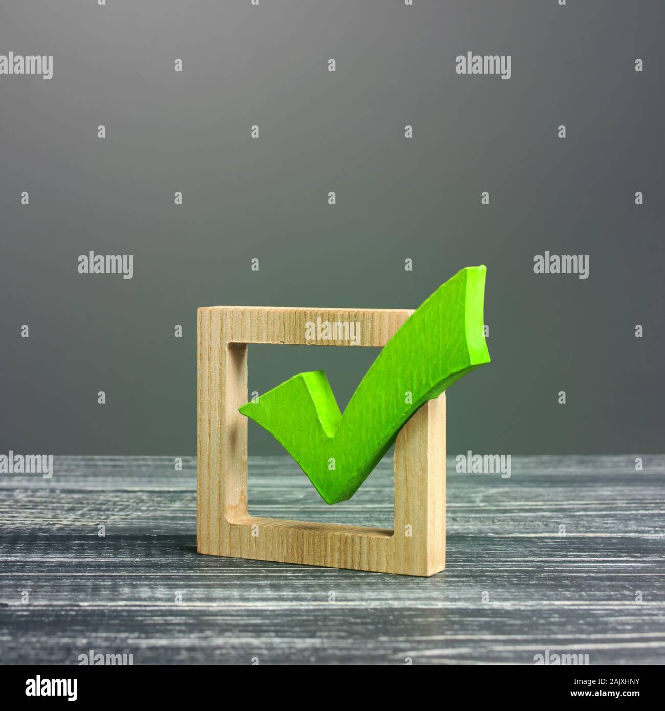 Green voting tick in a box. Checkbox. Democratic elections, referendum ...