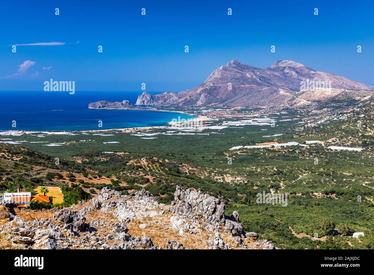 Shot of beautiful turquoise beach Falasarna (Falassarna) in Crete ...