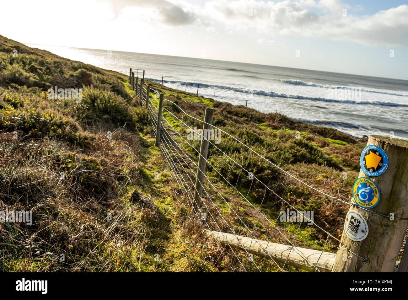 Coast path markers and logos at Overton Mere and Culver Hole. Port ...