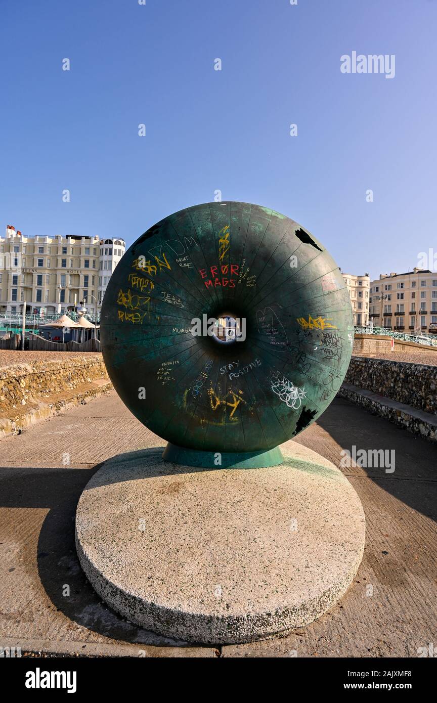 Afloat a large round shaped sculpture Brighton England Stock Photo - Alamy