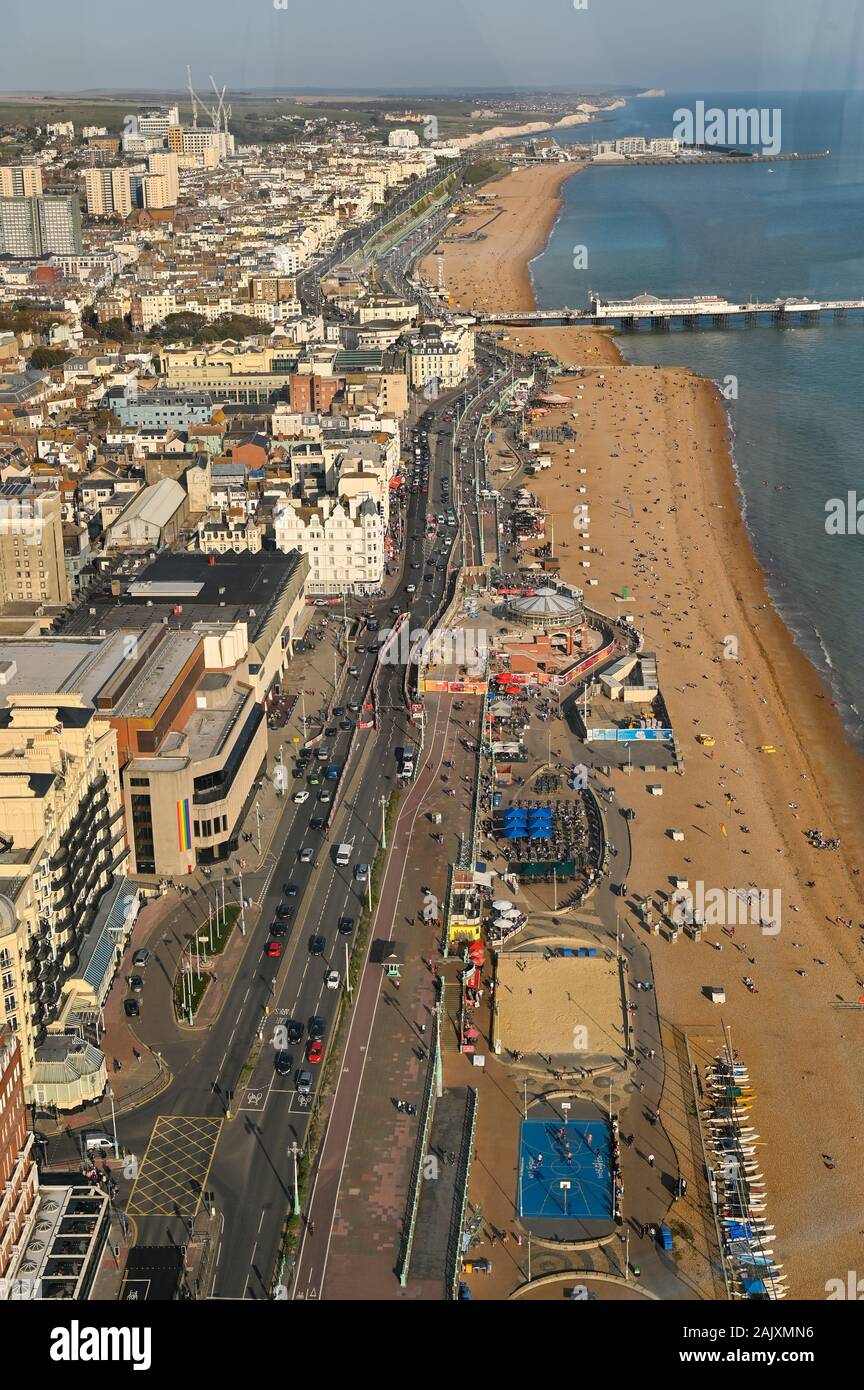 Arial view of Brighton City taken from the British Airways i360 ...