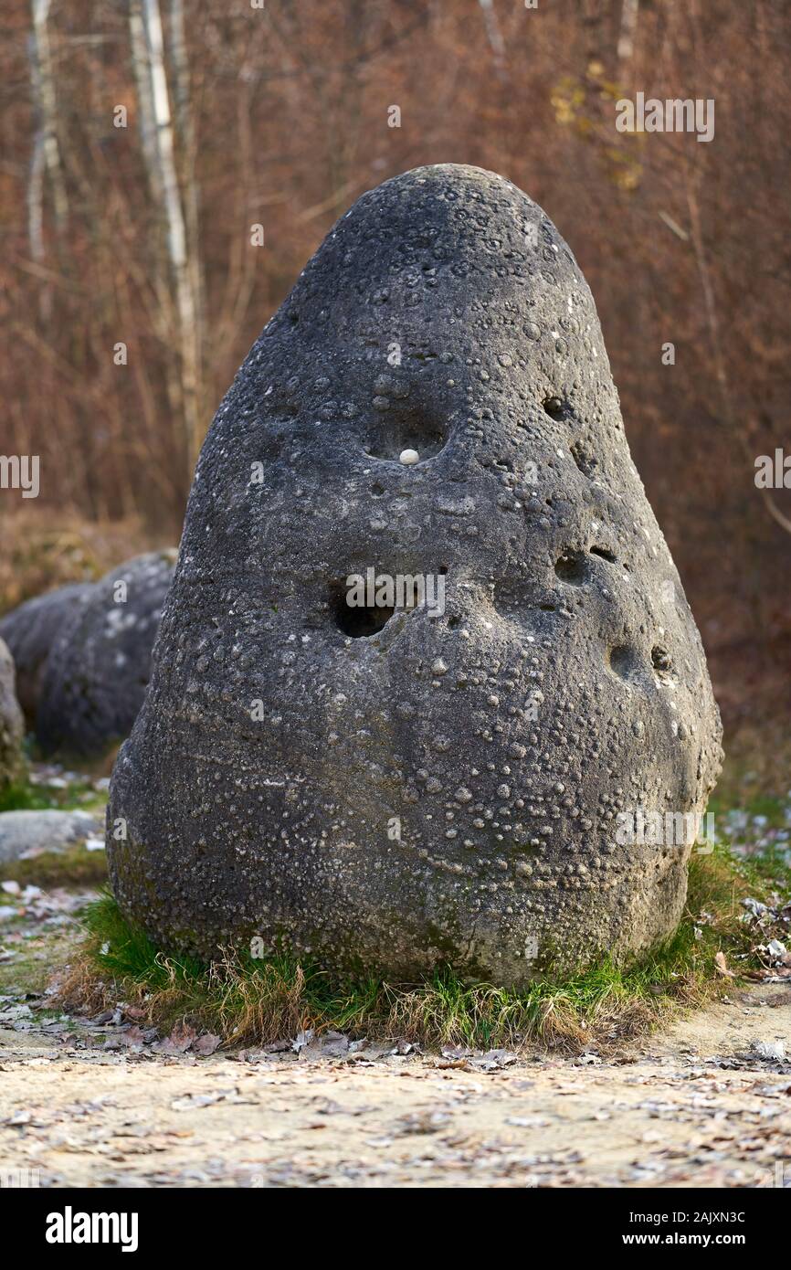 Sedimentary rocks (concretions) in the natural park in Romania Stock ...