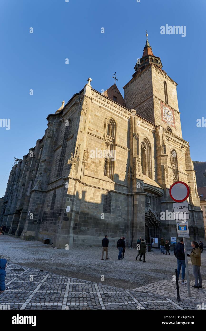 Brasov BV, Romania - December 15th 2019: The Black Church, a medieval ...