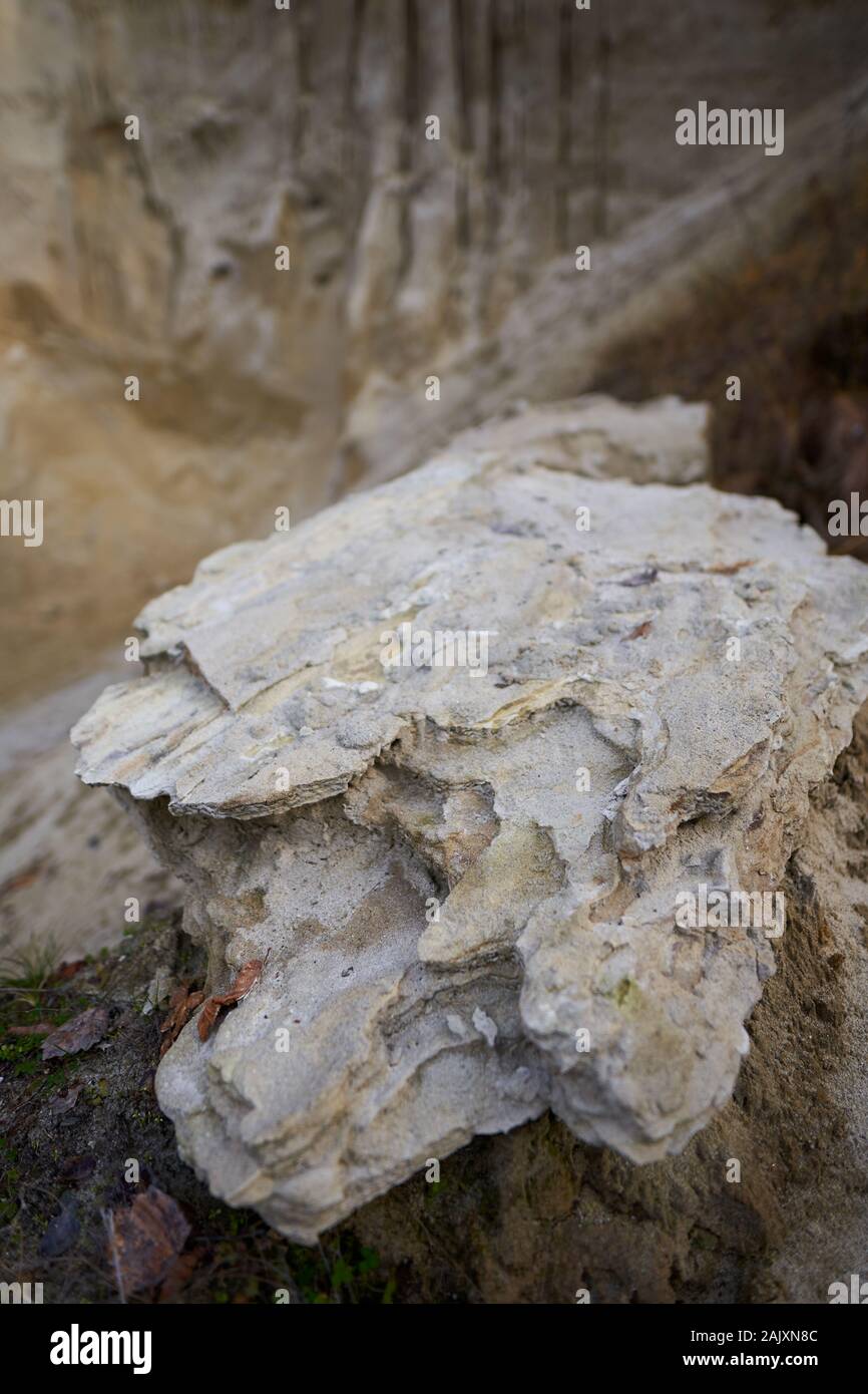 Sedimentary rocks (concretions) in the natural park in Romania Stock ...