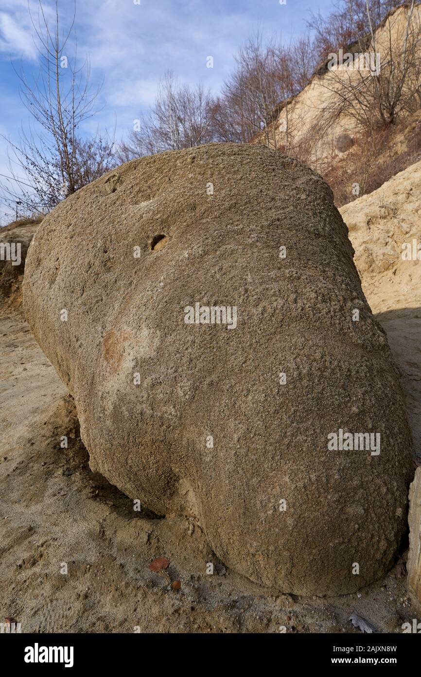 Sedimentary rocks (concretions) in the natural park in Romania Stock ...