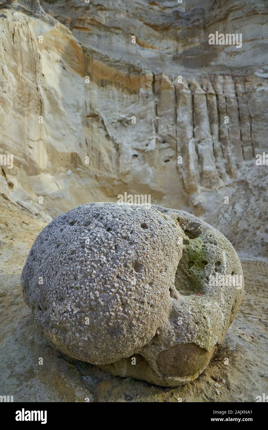 Sedimentary rocks (concretions) in the natural park in Romania Stock ...