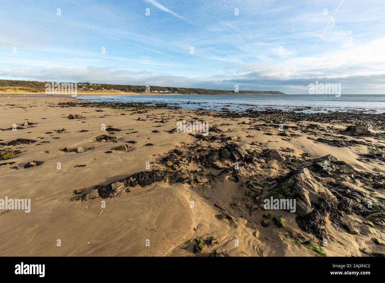 Port Eynon beach and sheltered bay, Gower Peninsula, Wales Stock Photo ...