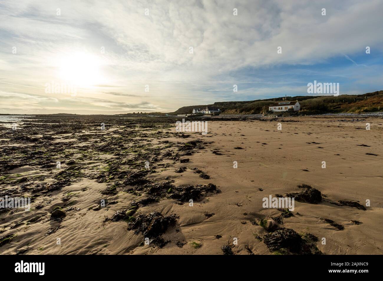 Port Eynon beach and sheltered bay, Gower Peninsula, Wales Stock Photo ...