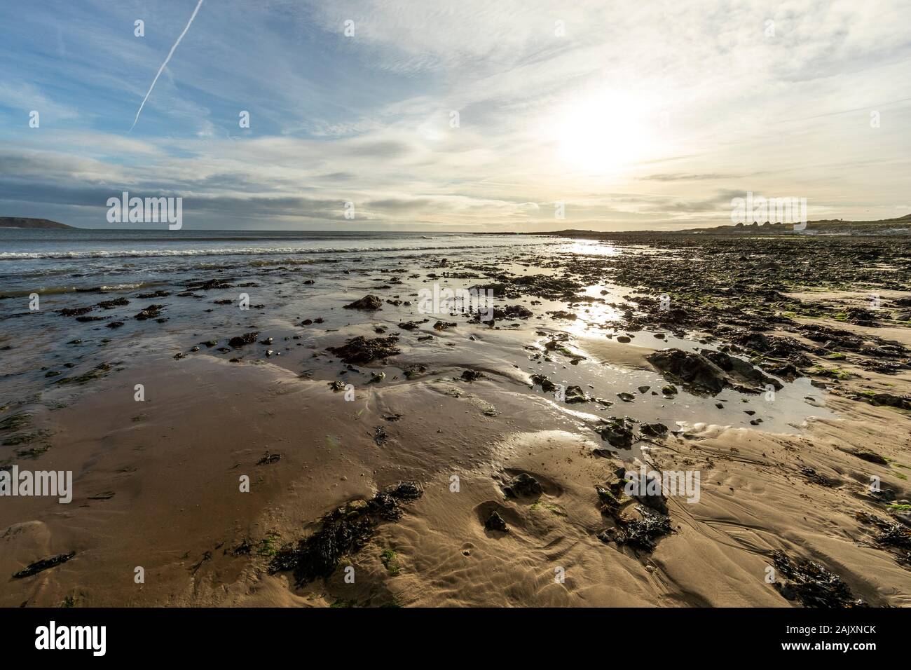 Port Eynon beach and sheltered bay, Gower Peninsula, Wales Stock Photo ...
