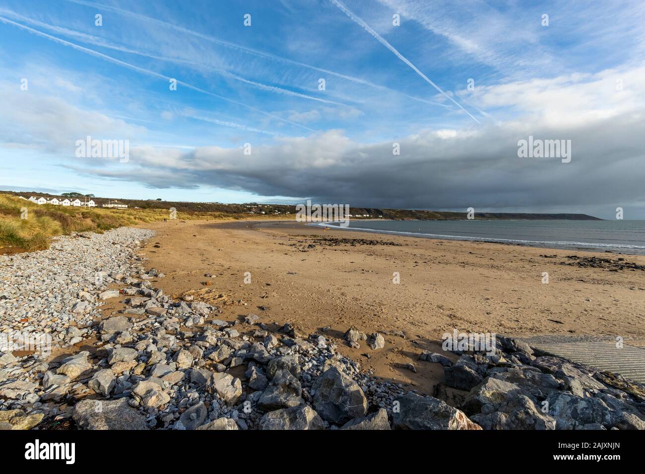 Port Eynon beach and sheltered bay, Gower Peninsula, Wales Stock Photo ...