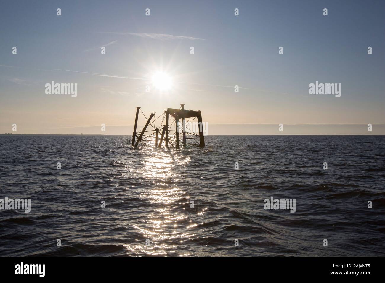 The ruined remains of the Wyre Light that was completed in 1840. It ...