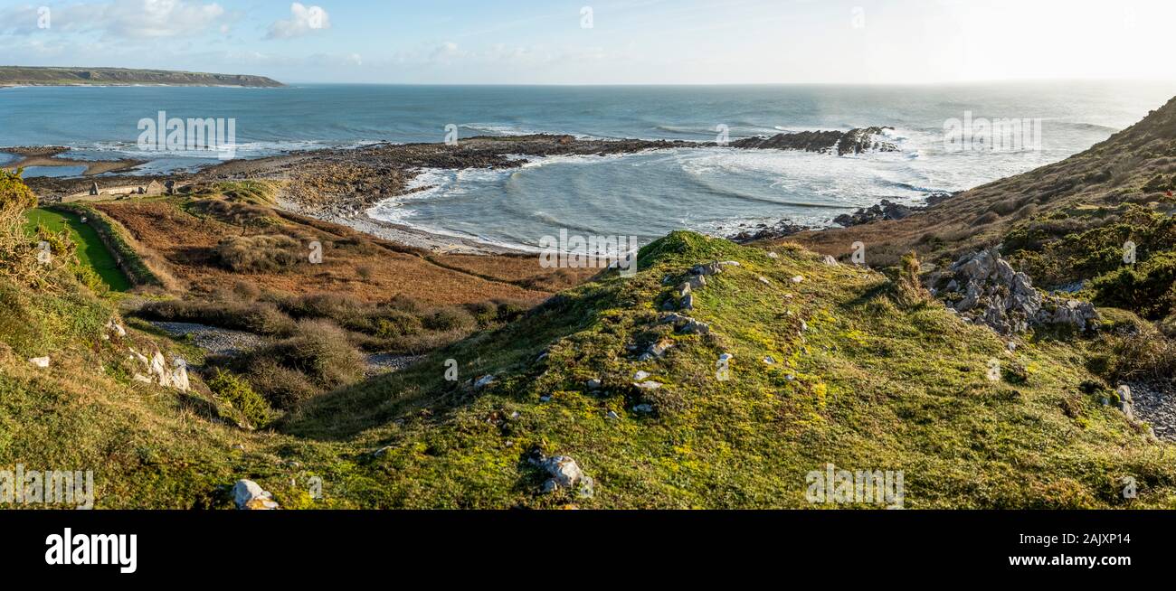 Port Eynon Salt House and the Salt house spit. Port Eynon, Gower ...