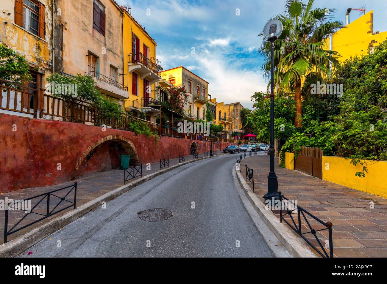 Street in the old town of Chania, Crete, Greece. Charming streets of ...