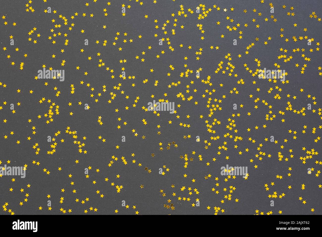 Festive background with glitter gold stars , flat lay, top view, copy ...