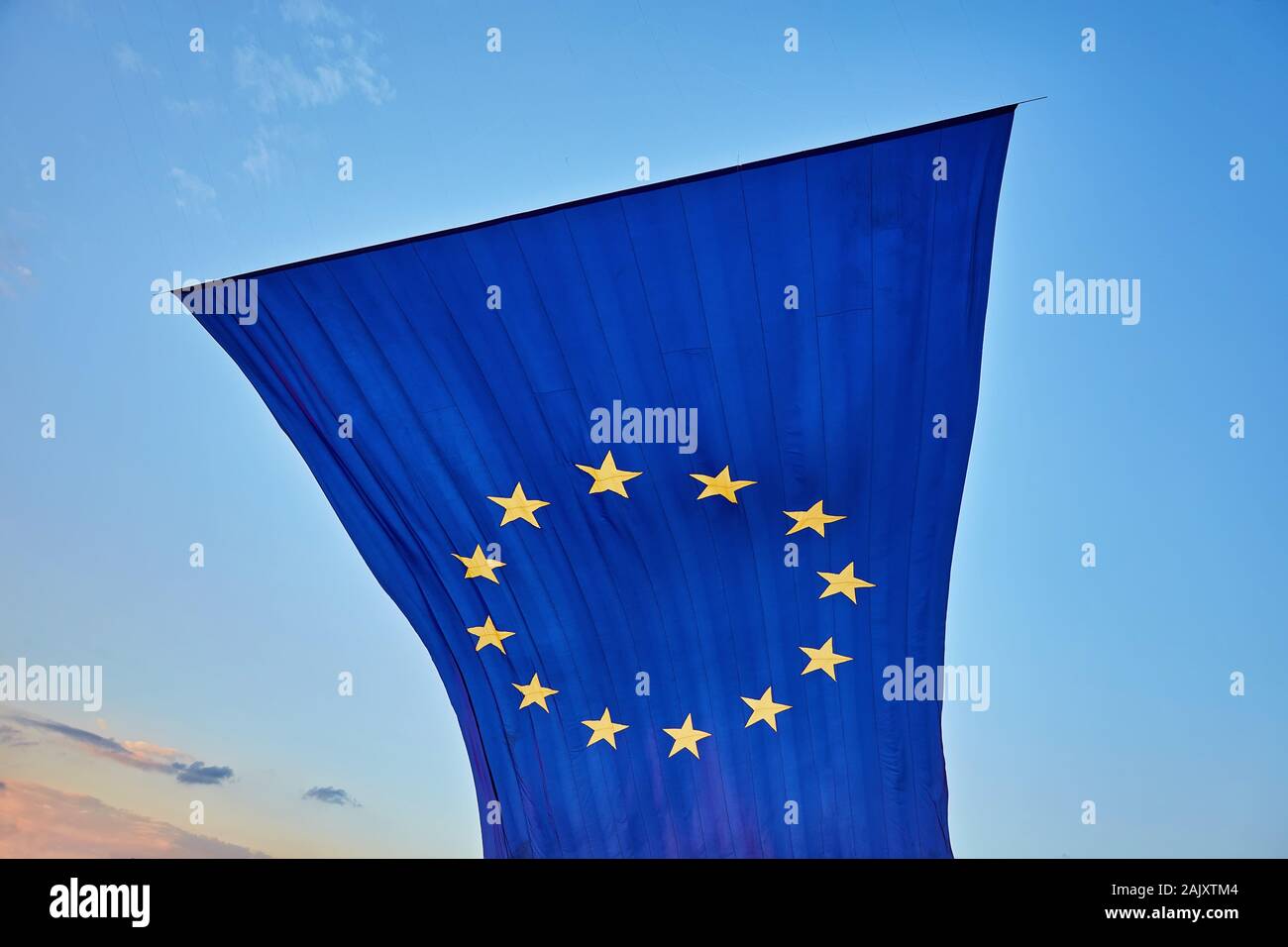 The world's largest flag of the European Union in the sky, during ...