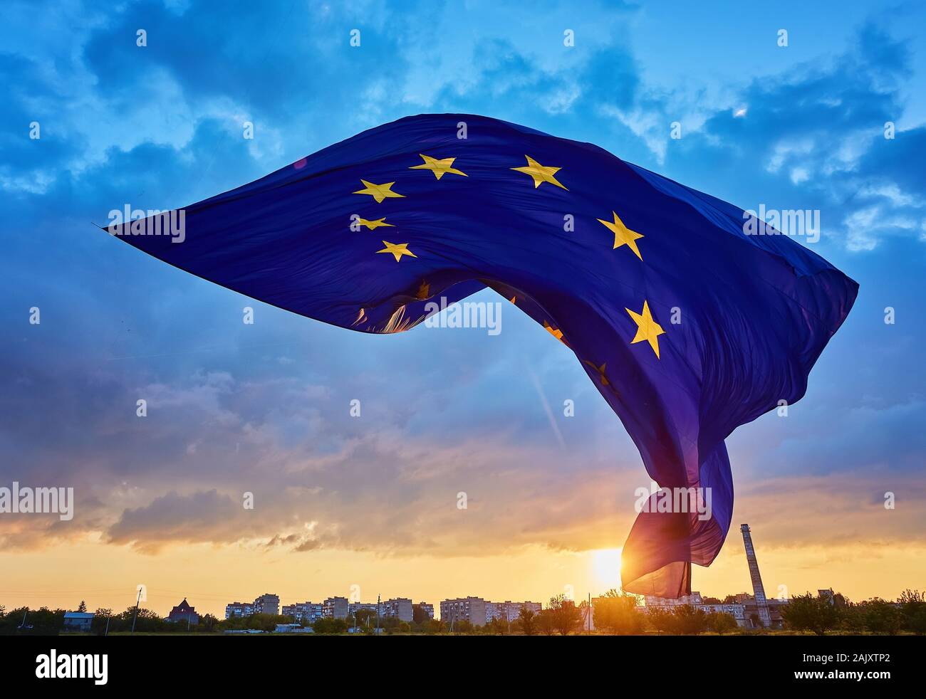 rise in the sky the biggest flag of the European Union in the world ...